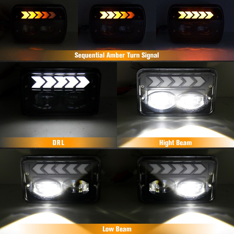 4x H4656 4x6" Led Headlight Hi/Lo Beam For 1980-1988 Oldsmobile Cutlass ...
