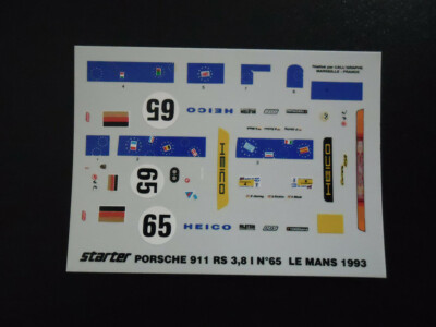 Decal Porsche rsr ‘’Heico’’ n°65 LM 93 - decal starter 1/43° - etat ...