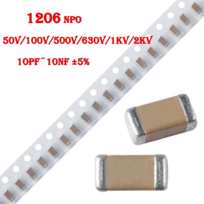 1206 SMD/SMT Ceramic Capacitors 50V/100V/500V/630V/1KV/2KV Capacitor ...