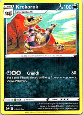 Krokorok 112/195 Pokemon Silver Tempest Regular Light Play | eBay