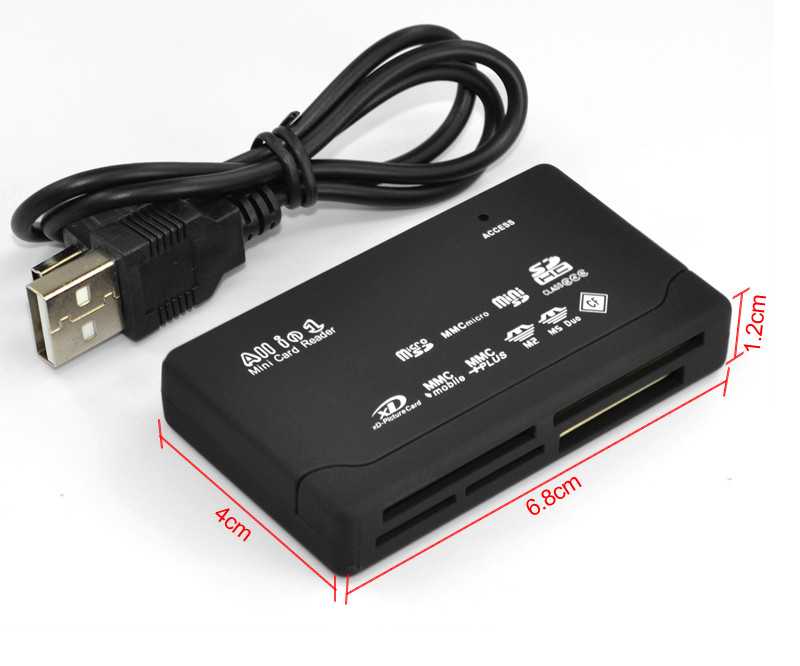 All in One 1 USB Memory Card Reader Writer SDHC Micro SD TF M2 MMC XD ...