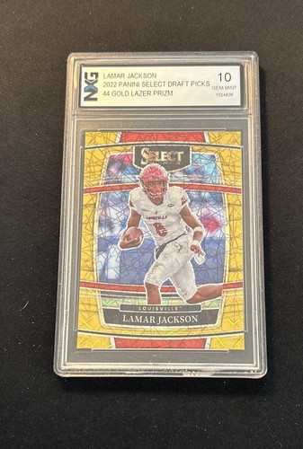 Lamar Jackson 2020 Select Gold Lazer Prizm #44 Graded NXG 10 Gem Mint ...