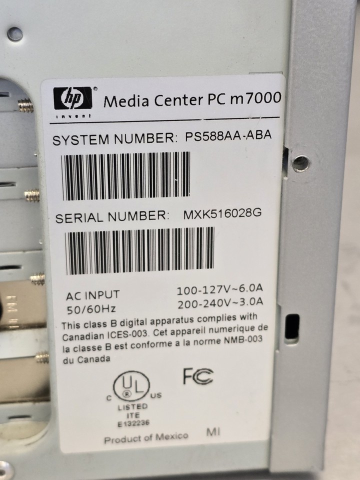 HP Media Center PC Desktop Computer m7000 Pavilion Works Needs Reformat ...
