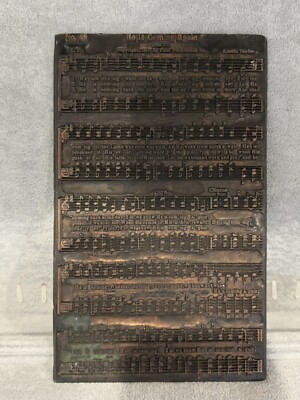 Vintage Letter Press Printer Block Sheet Music "He is Coming Again ...