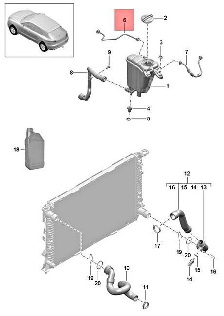 Genuine Porsche Macan 9b Engine Coolant Reservoir Hose 95B122447F for ...