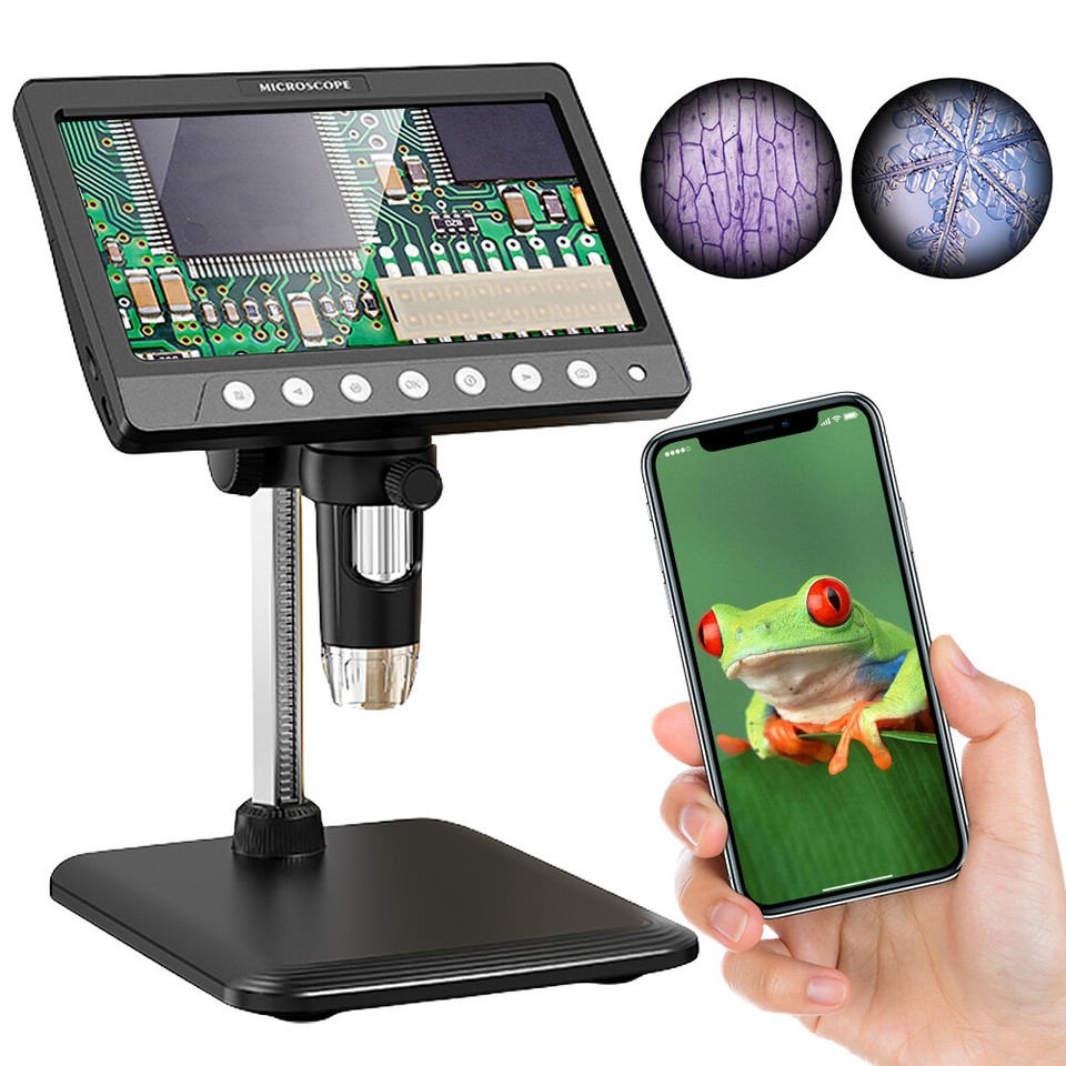 Digital Microscope 1200X Magnification Electronic Microscope 7 Inch IPS ...