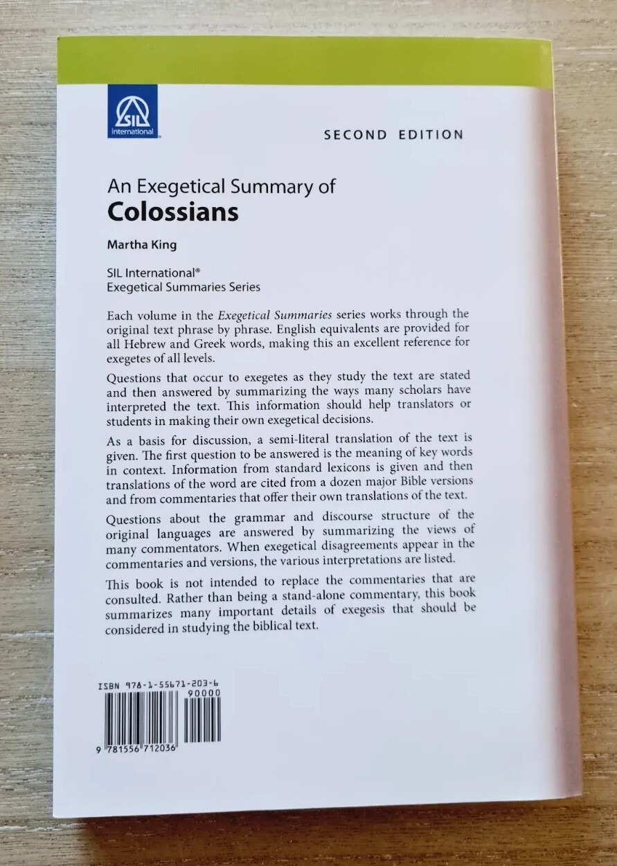 An Exegetical Summary of Colossians, 2nd Edition by King, Martha ...