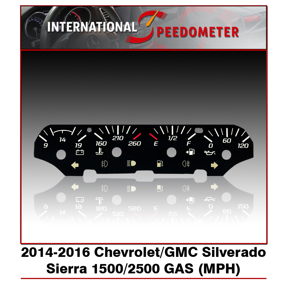 Speedometer Faceplate Fits 2014-2016 Chevy Silverado, GMC Sierra 1500/ ...
