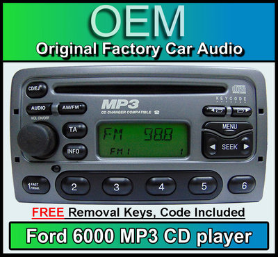 Ford Fiesta CD player radio stereo Ford 6000 MP3 model with removal key ...