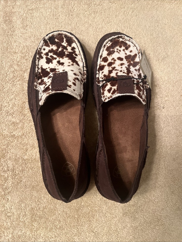 Ariat Cruiser Slip On Shoes Brown Cow Hair Hide Chocolate Chip Women’s ...