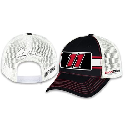 Denny Hamlin #11 NASCAR 2025 Striped Trucker Mesh Snapback Black Hat | eBay