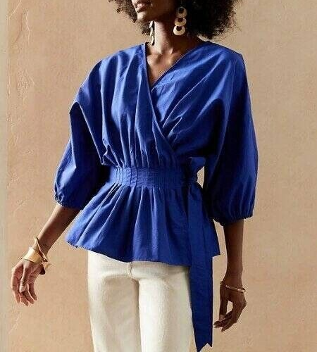 NWT!!! Banana Republic RT$120 Black Faille Balloon Sleeve Wrap Tie ...