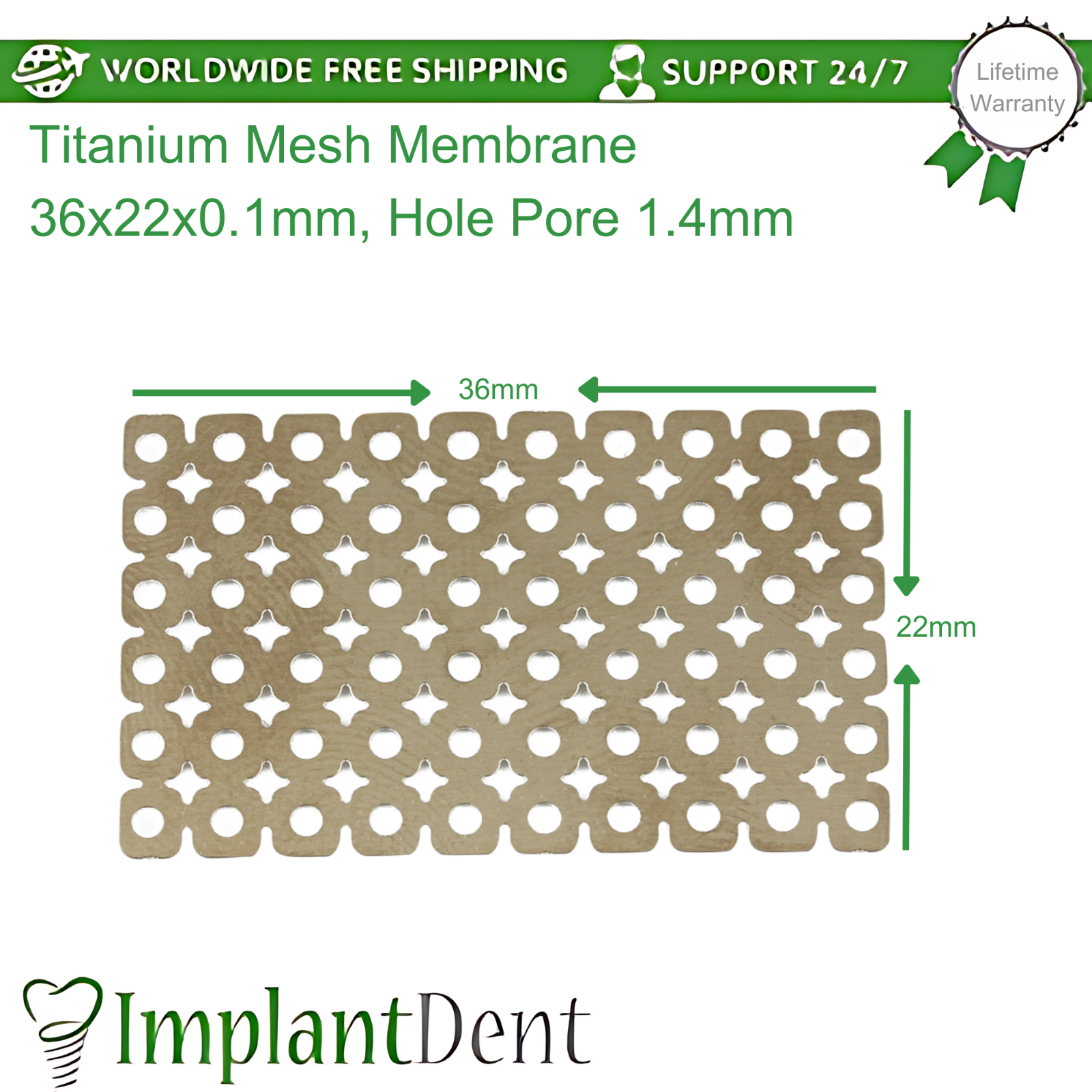 Dental GBR Titanium Mesh Membrane 36mmX22mm - Hole Pore 1.4mm | eBay