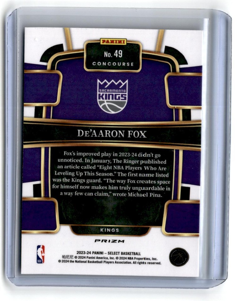 2023-24 Panini Select #49 De'Aaron Fox Tectonic Prizms | eBay