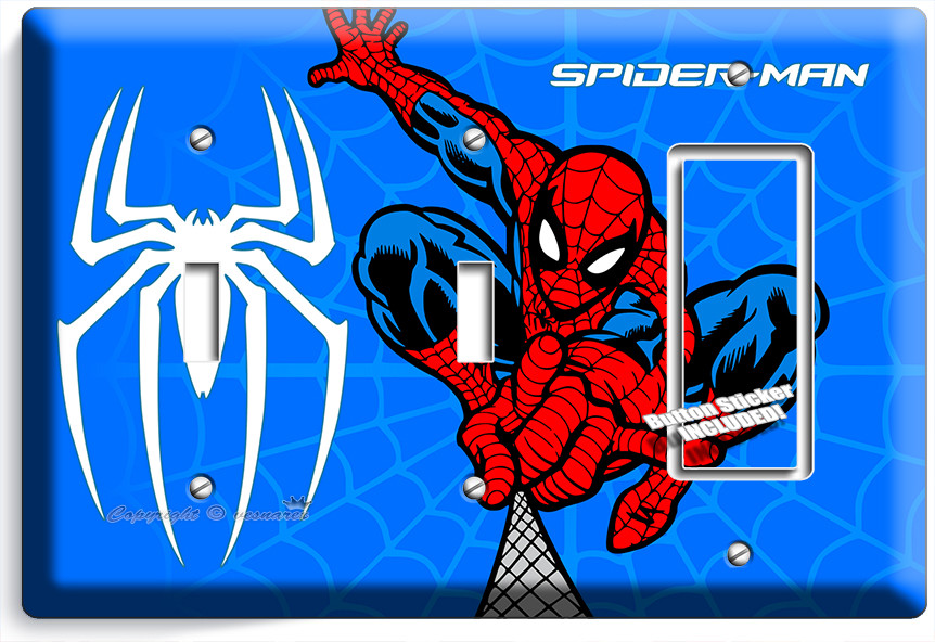 AMAZING SPIDERMAN LIGHT SWITCH OUTLET WALL PLATE BOYS COMICS GAME ROOM ...