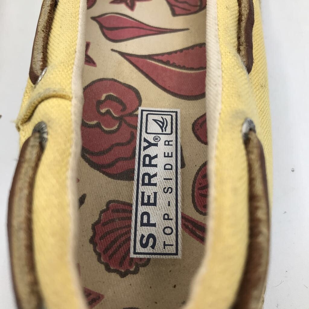 Sperry Top-Sider Womens Ballet Flats Shoes Yellow Canvas Slip On Round ...