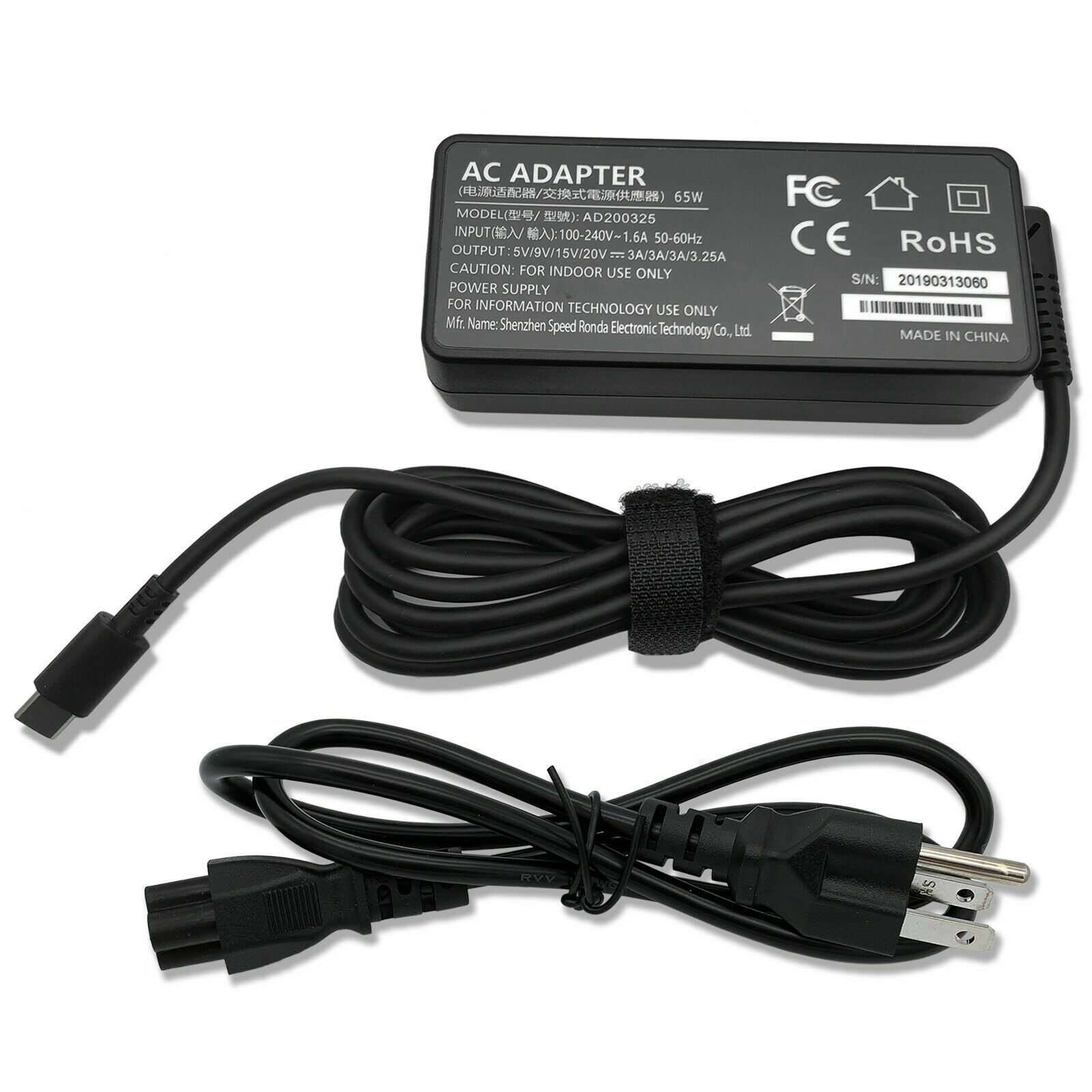 65W Generic Lenovo ThinkPad T580 T480 T480S USB Type-C AC Adapter Power ...