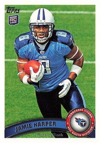 2011 Topps #382a JAMIE HARPER BASE Field in back RC Tennessee Titans ...