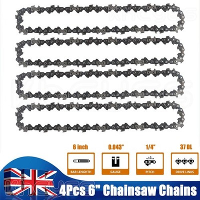 4Pcs 6" Chain Saw Chain For 6 inch Mini Electric Chainsaw Hand Held ...