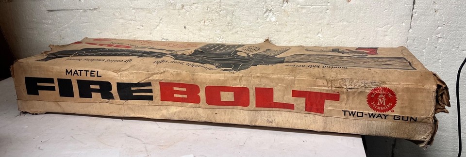 RARE Vintage 1958 Mattel FIREBOLT Machine Gun Toy Cap Gun BOX ONLY | eBay