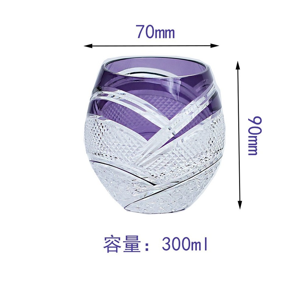Purple Round Glass Cup Whisky Bourbon Vodka Glasses Handmade Crystal ...