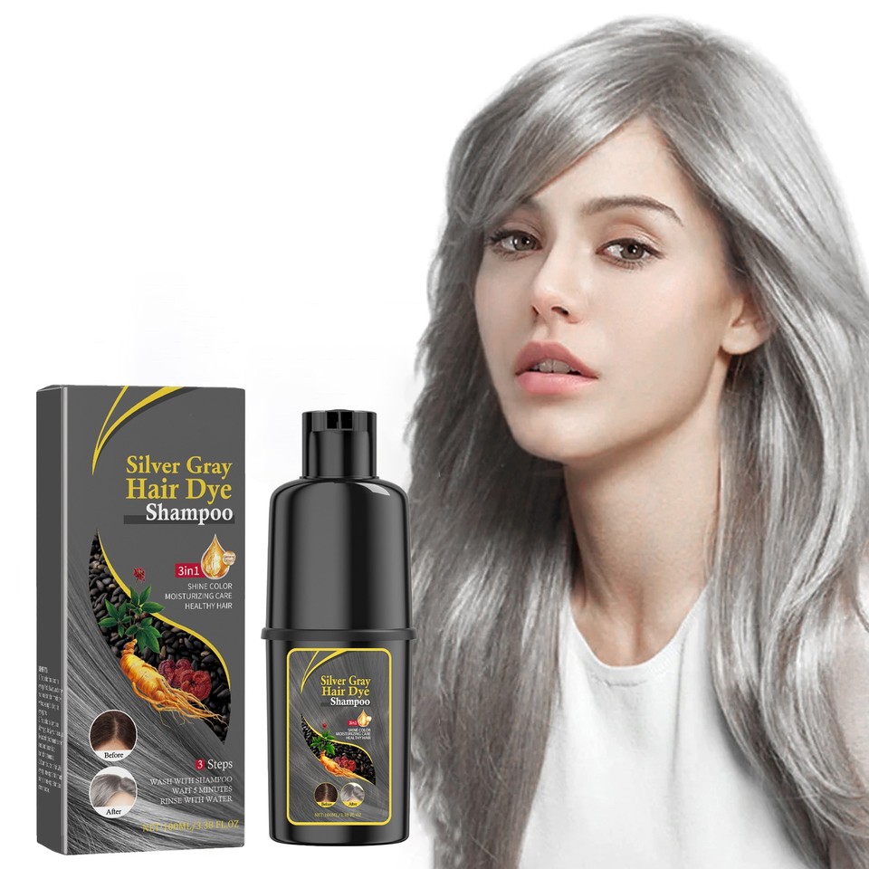 Silver Gray Hair Dye Shampoo 3 in 1 Gentle and Easy Color Changing ...