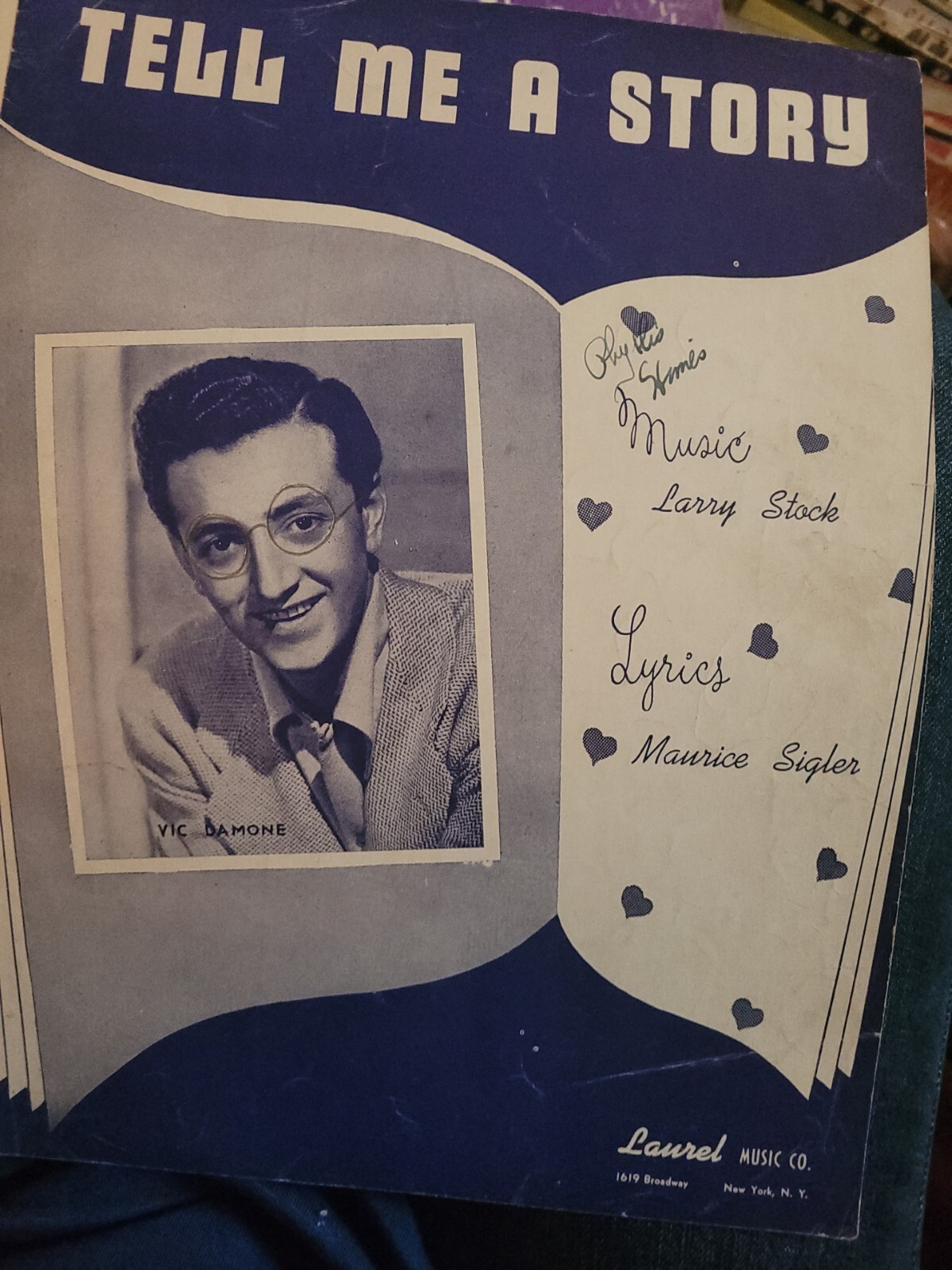 Tell Me A Story Larry Stock M Sigler Sheet Music Vince Damone Cover ...