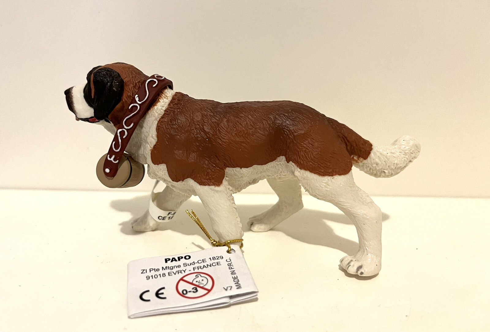PAPO Dog and Cat Companions Saint Bernard Toy Figure, Brown/White ...