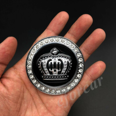 65mm 3D Metal Crystal Crown Luxury VIP Emblem Car Badge Motorcycle ...