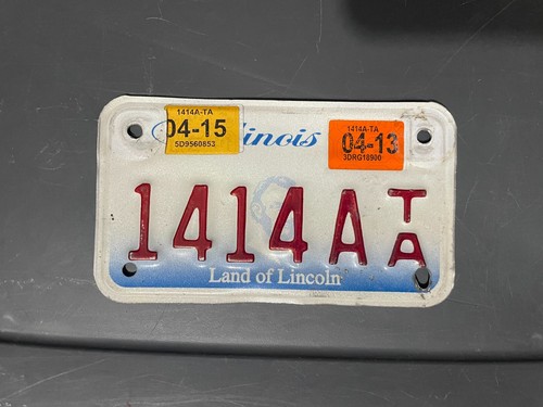 ILLINOIS LICENSE PLATE MOTORCYCLE TRAILER 1414 A TA APRIL 2013 2015 ...