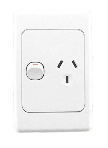 Clipsal 2015V-WE Vertical Single GPO/Powerpoint/Wall Socket Outlet 10A ...