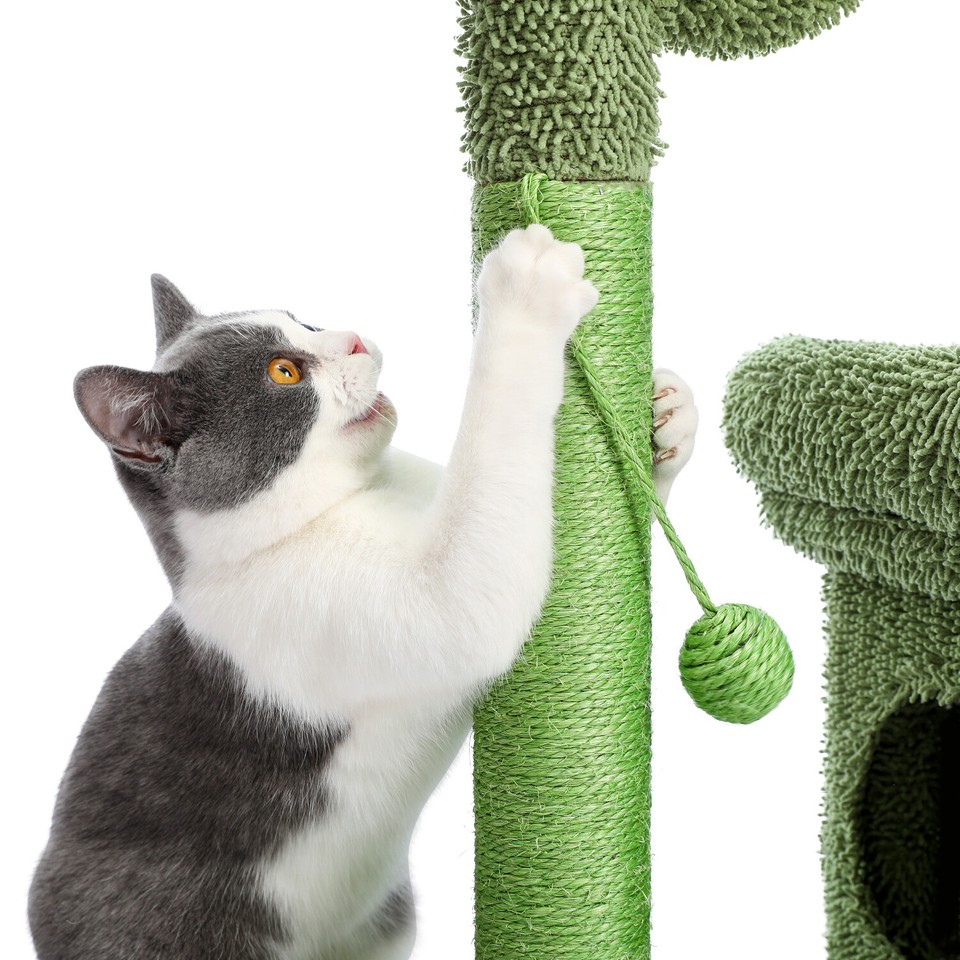 Kitty Cactus Cat Tree Scratching Tree Post Tower Cats Scratcher Pole ...