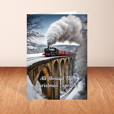Steam Train Christmas Card, All Aboard The Christmas Express, Train ...