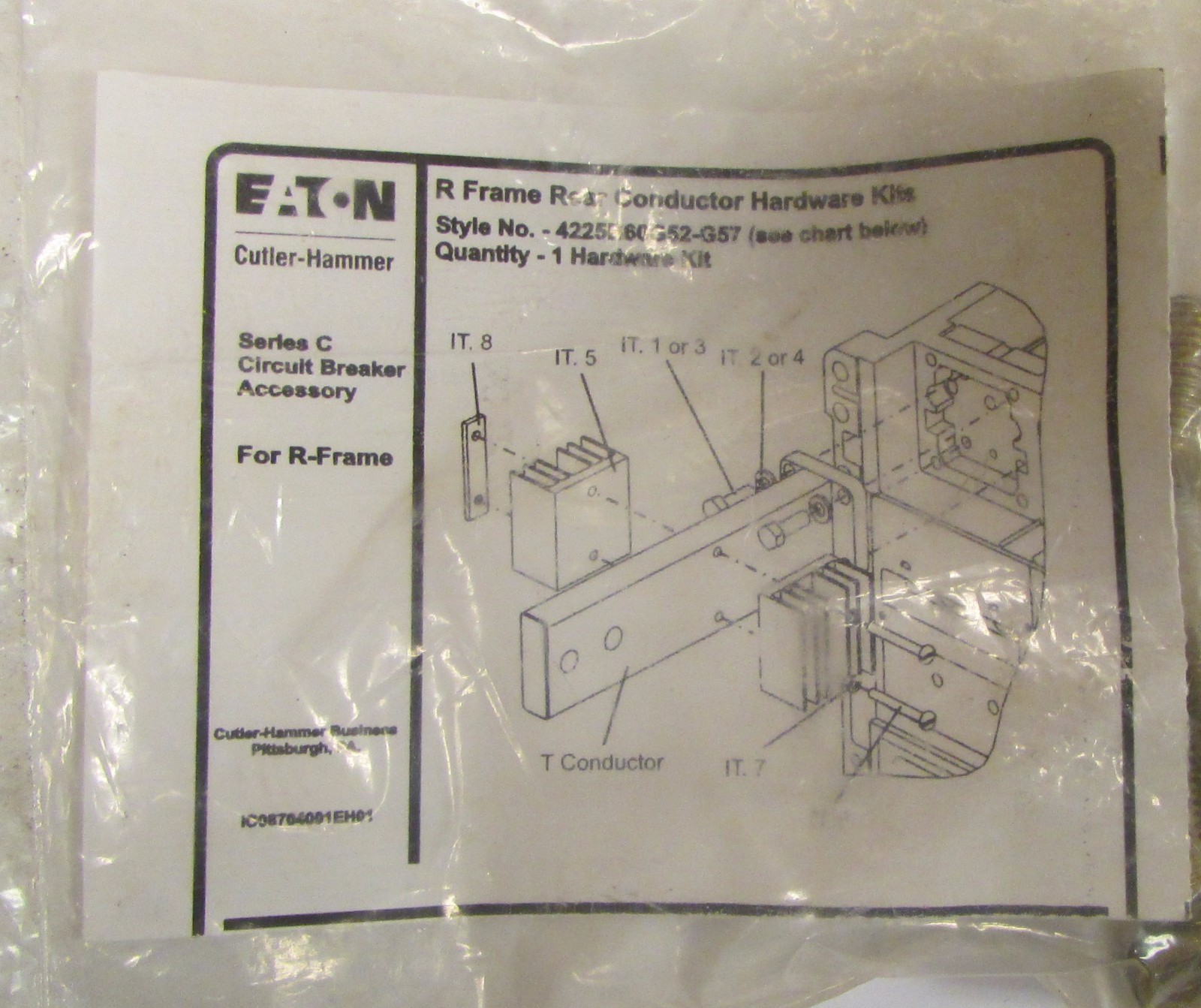 EATON CUTLER HAMMER R Frame Breaker RD Rear Conductor Hardware Kit ...