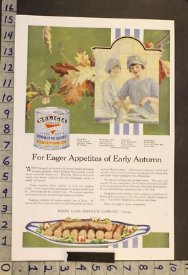 1919 DELICIA VIENNA SAUSAGE CAN FOOD COOK KITCHEN CHURCH ILLUS DECOR ...