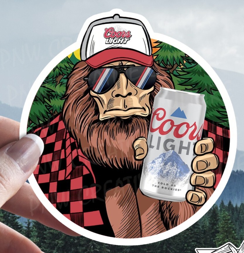 Bigfoot Sasquatch Drinking Beer - Coors Light - Sticker - 3" inch | eBay