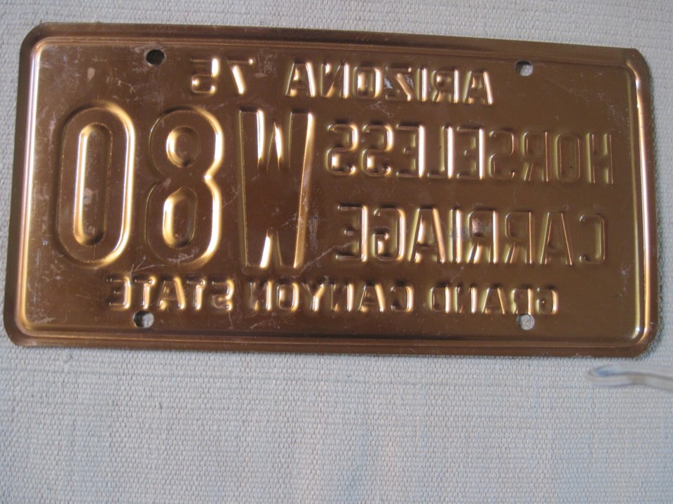 1975 Arizona Horsless Carriage Copper License plate. | eBay