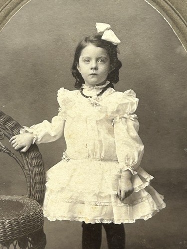 Cabinet Card Photo Cute Little Girl Hill Bow Dress Necklace Boston ...
