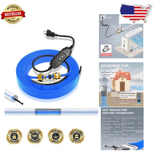 Internal Pipe Heating Cable - 120V Energy Efficient Freeze Protection ...