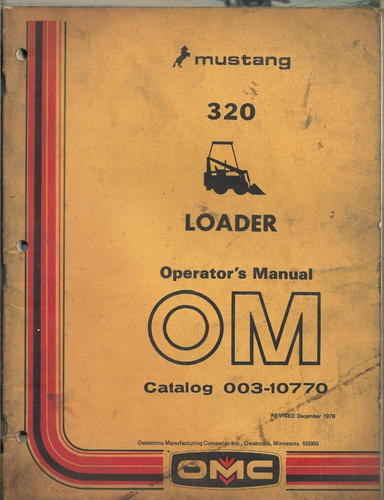 OMC OWATONNA MUSTANG 320 LOADER IGNITION ENGINE #003-10770 Operator's ...