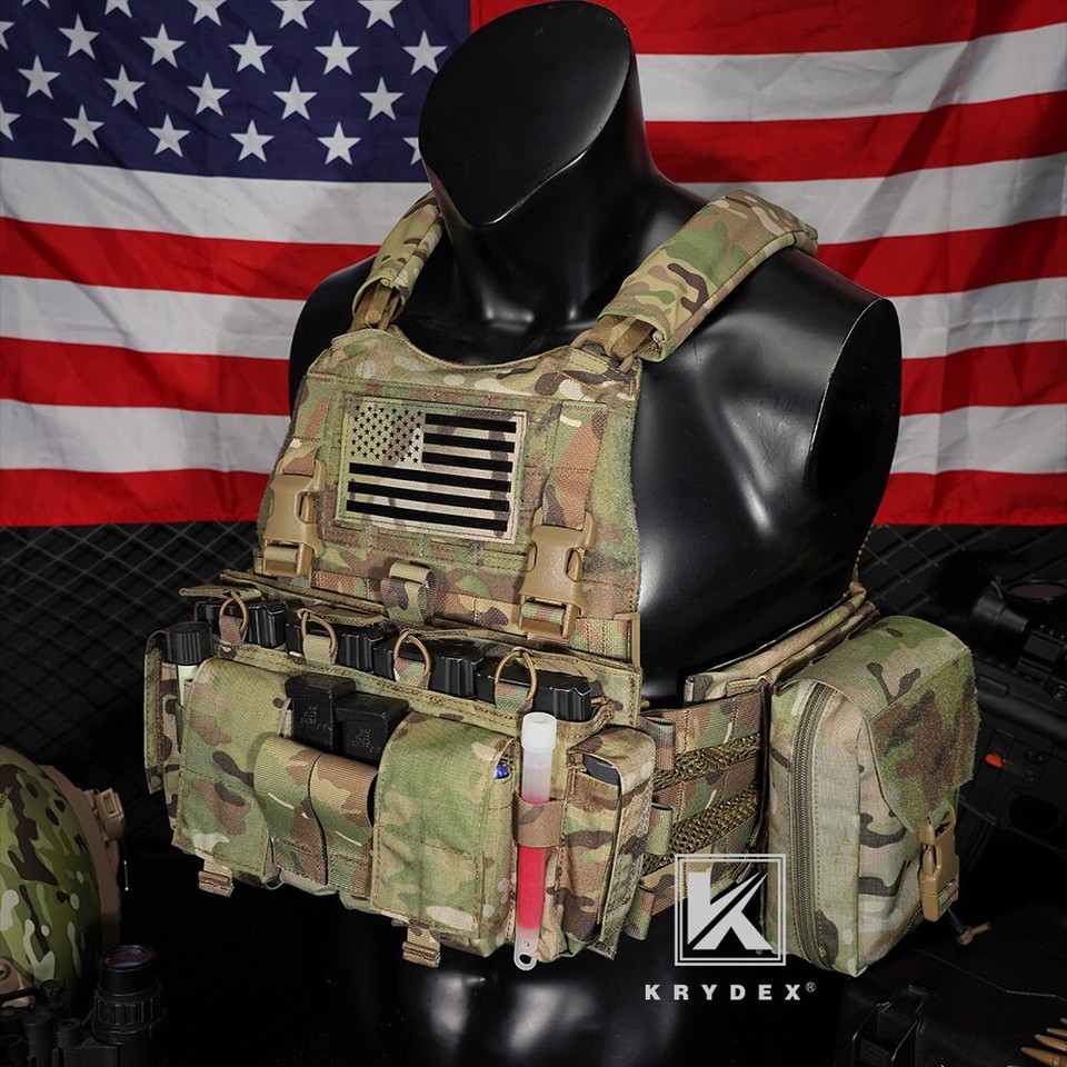 KRYDEX Tactical SCARAB Plate Carrier Heavy Duty Vest Camo w/ Side ...