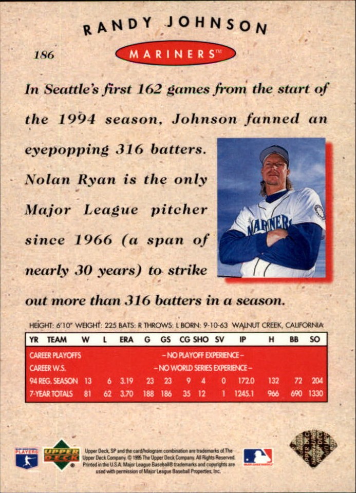 1995 (MARINERS) SP Championship #186 Randy Johnson | eBay