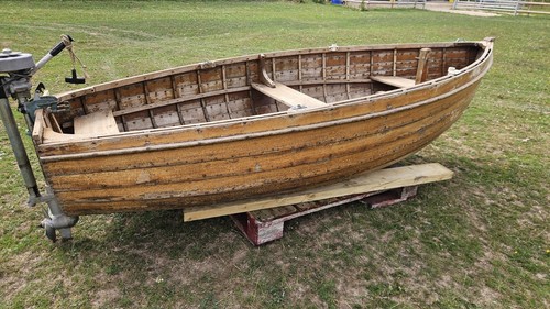 10ft WOOD CLINKER, SKFF, ROWING BOAT working 3.5hp motor NO ROT, IDEAL ...