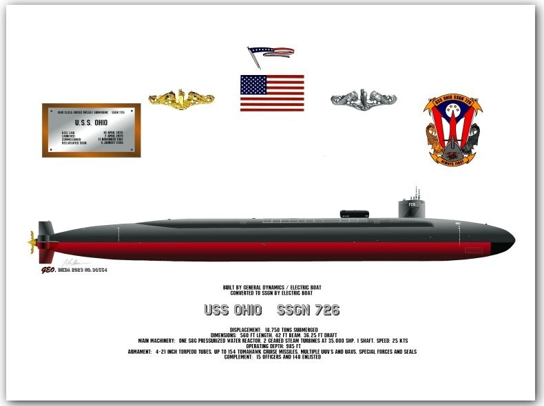USS Ohio SSGN 726, US Navy Ohio Class Nuclear Guided Missile Submarine ...