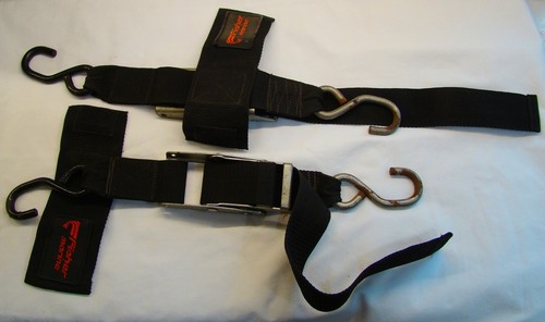 PAIR OF ROD SAVER RETRACTABLE TIE DOWN STRAP BOAT TRAILER BOAT RACHET ...