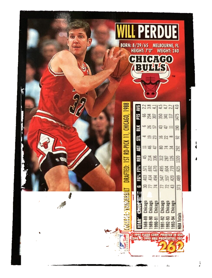 Will Perdue Fleer 94-95 #262 Chicago Bulls NBA Basketball Card | eBay