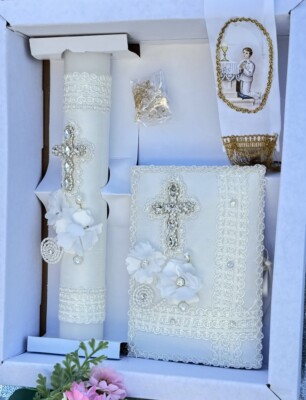 First Communion Candle Set Boy Gift Vela Primera Comunion Niño ENGLISH ...