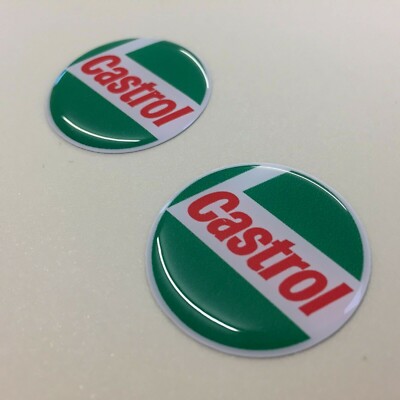 Domed Resin Gel CASTROL OIL CLASSIC Stickers x 2 - 40mm Diameter ...