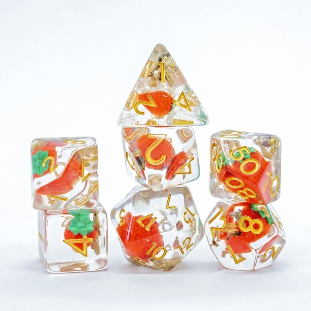 Sage's Familiars - Magic Strawberries Resin Polyhedral Dice Set | RPG ...