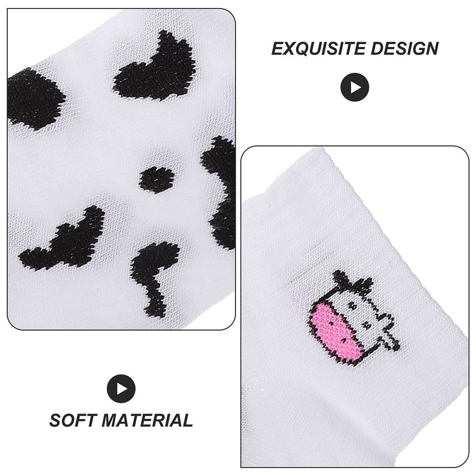 2 Sets Cow Pattern Cotton Socks Cute Animal Patterned Fun Patterns ...